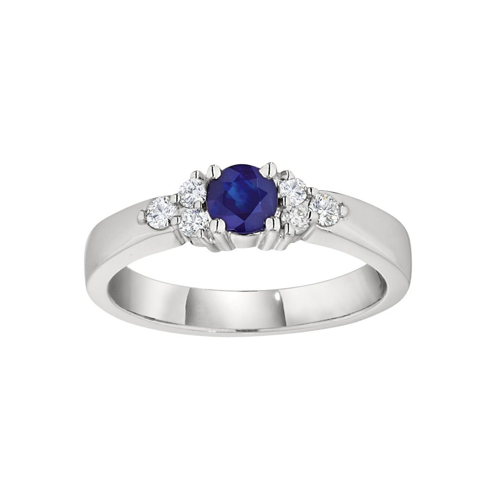 Round Gemstone and Three Stone Diamond Ring | Jabel