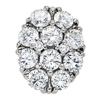 Oval Diamond Cluster Slide For Omega Necklace | Jabel