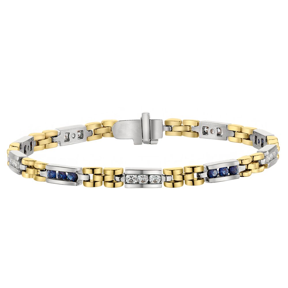 Modern Gemstone and Diamond Tennis Bracelet | Jabel