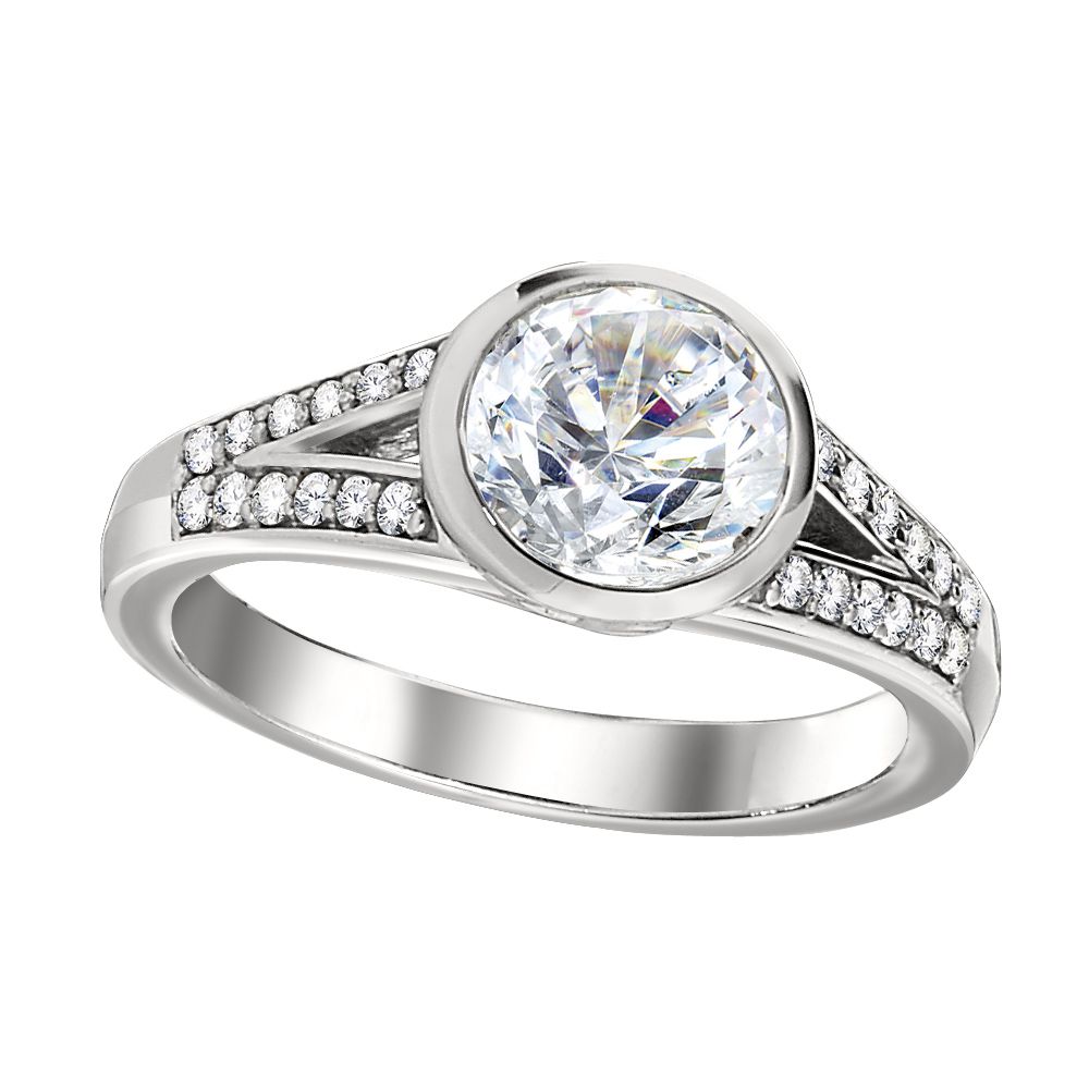 Split Shank Bezel Set Diamond Engagement Ring Setting | Jabel