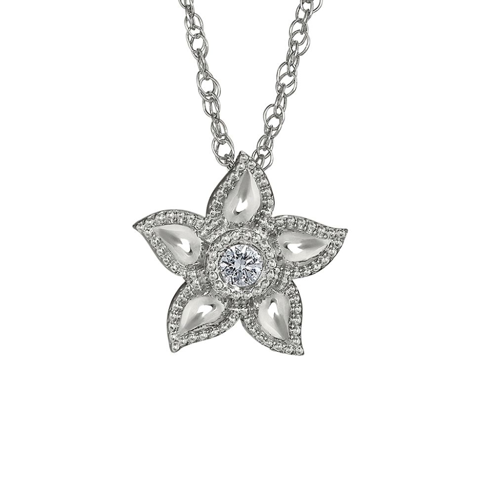 Bezel Diamond Flower Pendant | Jabel