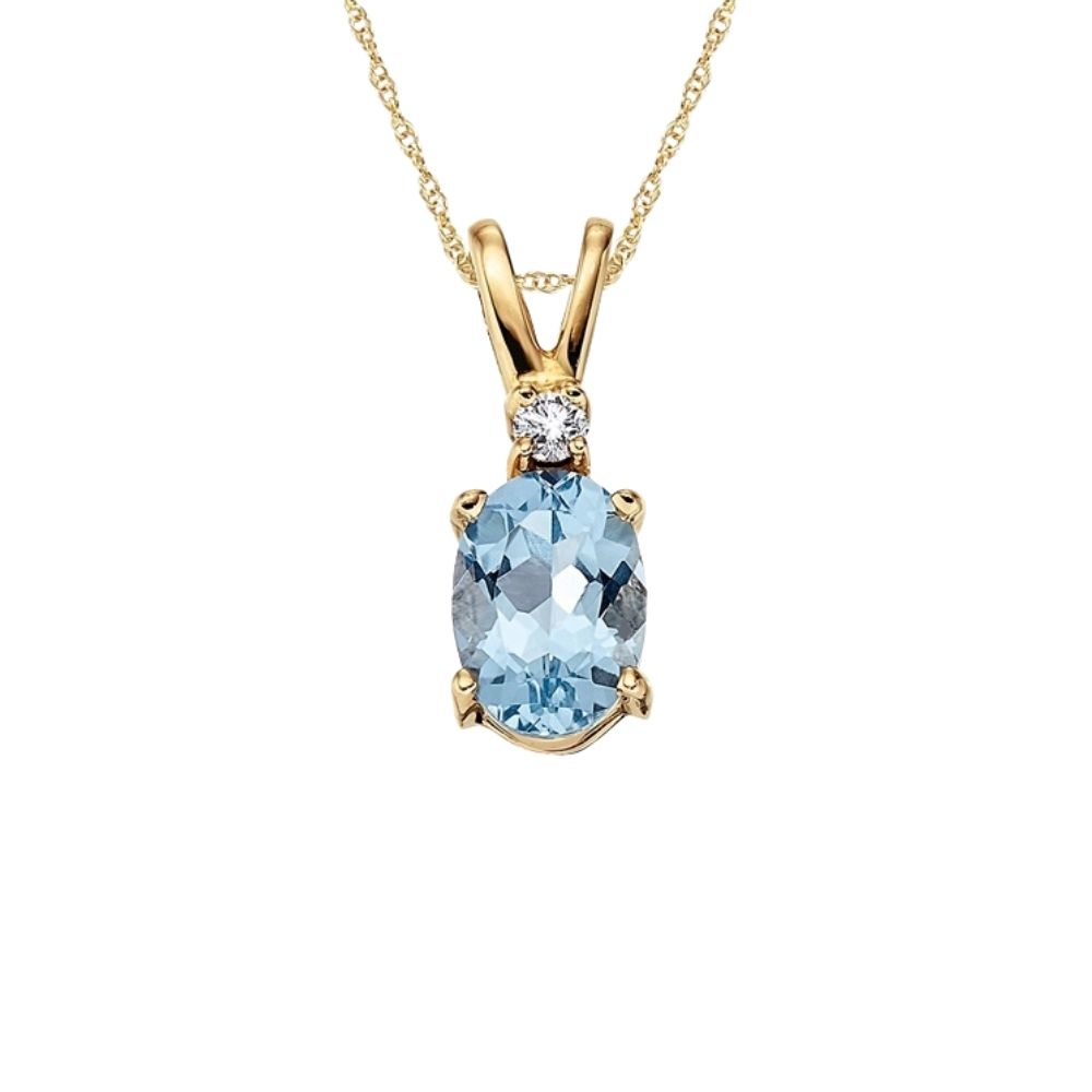 Classic Oval Gemstone and Diamond Pendant | Jabel
