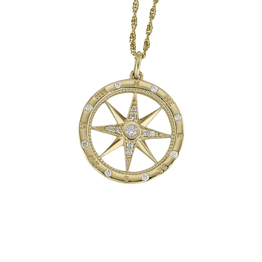Diamond Windrose Compass Pendant | Jabel