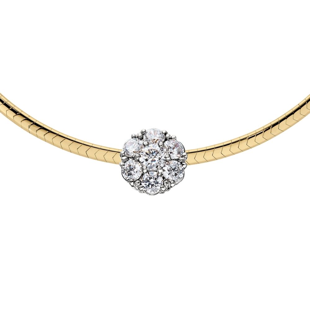 Round Diamond Cluster Slide For Omega Necklace | Jabel