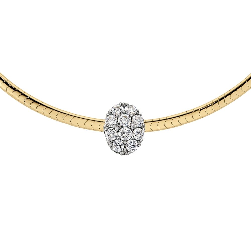 Oval Diamond Cluster Slide For Omega Necklace | Jabel