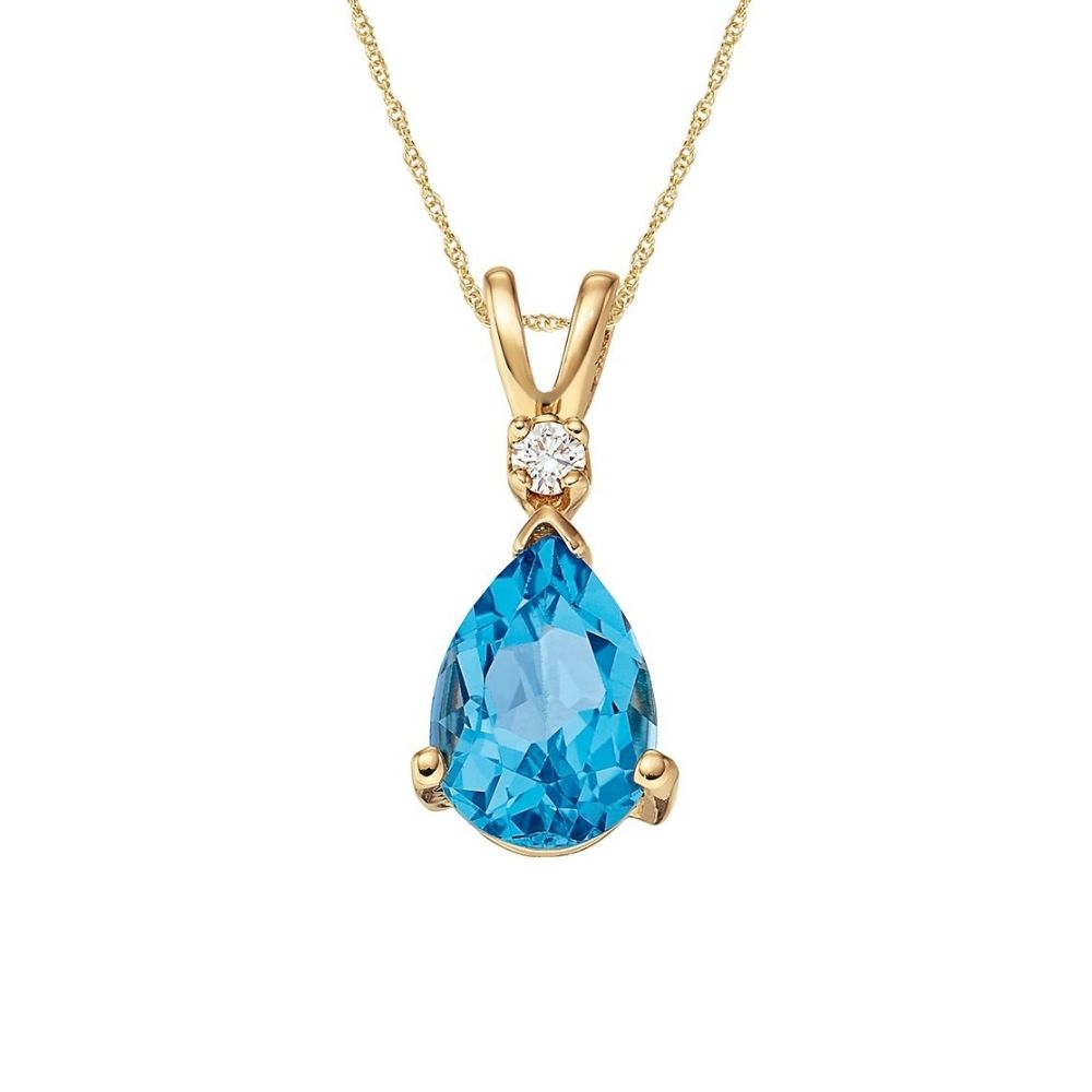 Classic Pear Shape Gemstone and Diamond Pendant | Jabel