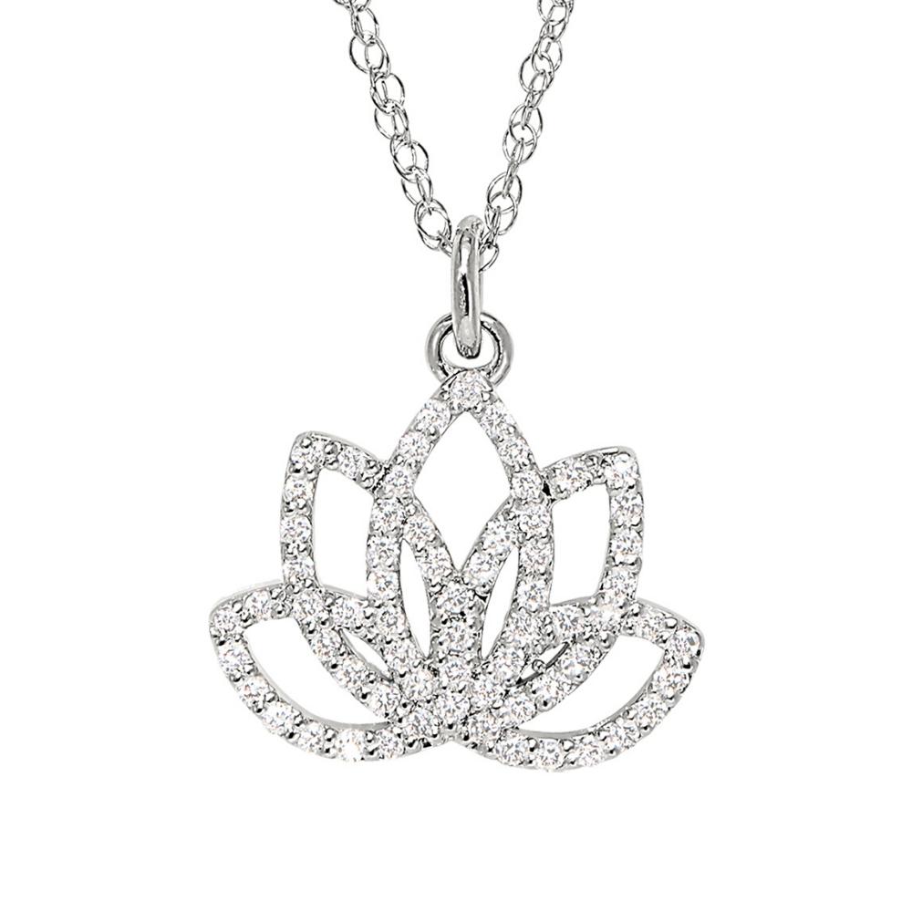 Pave Diamond Lotus Flower Pendant | Jabel