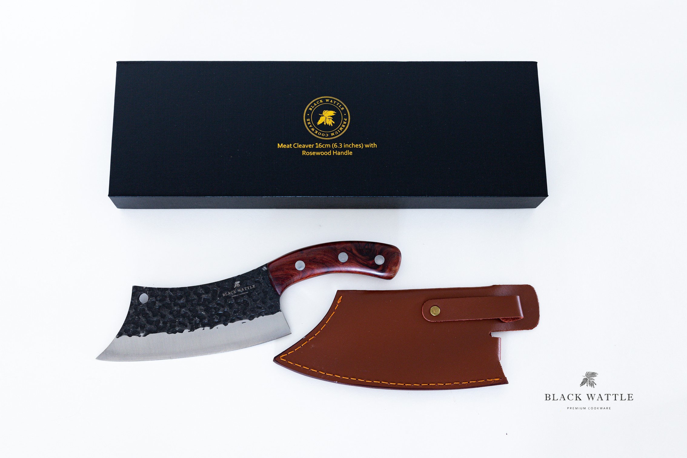 **NEW** Meat Cleaver 16cm with Rosewood Handle and Sheath | Black ...