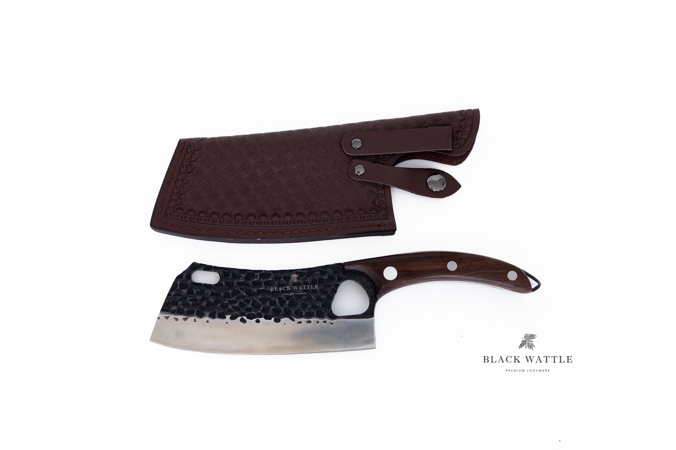 **NEW** 16.5cm BBQ Cleaver with Hardwood Handle and Sheath | Black ...