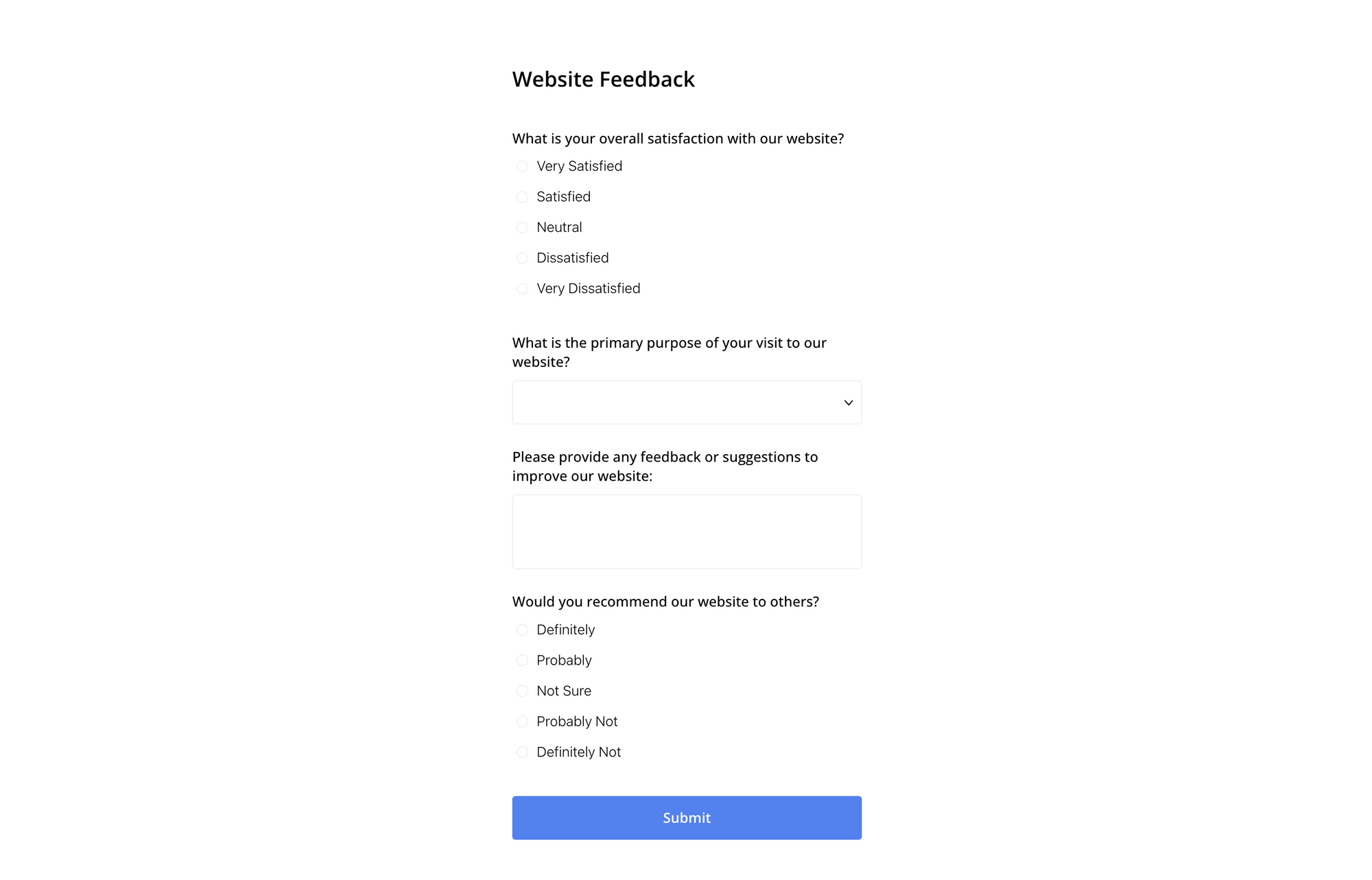 Website Feedback Survey Template | Feathery