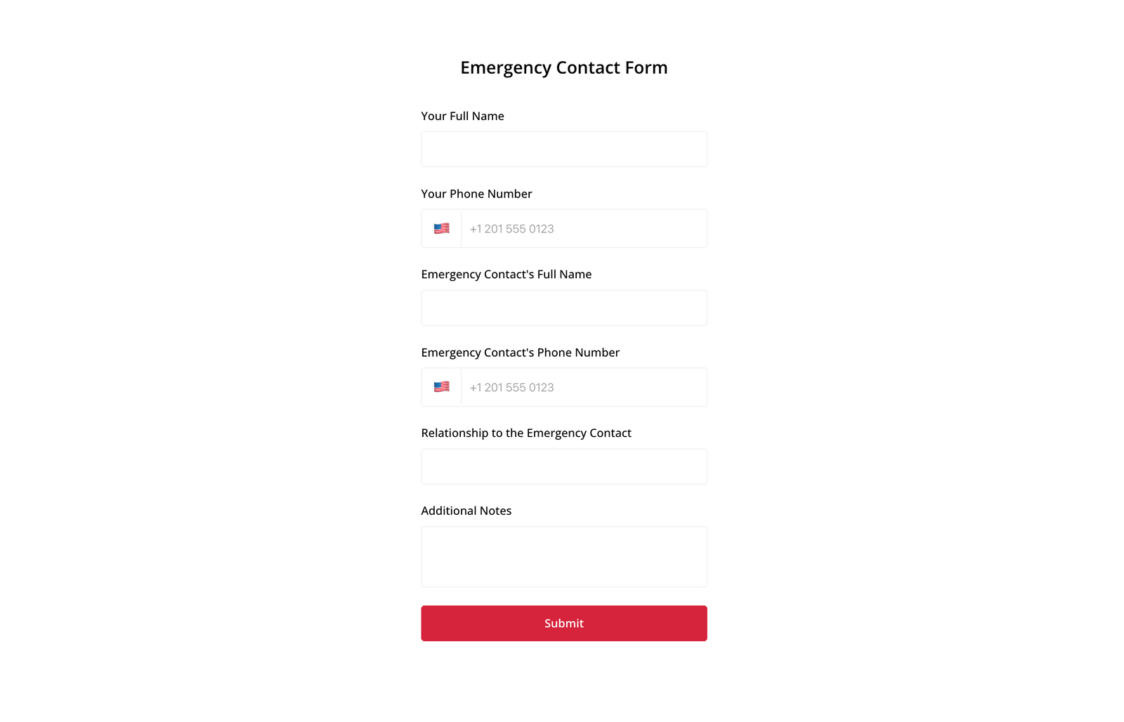Emergency Contact Form Template | Feathery
