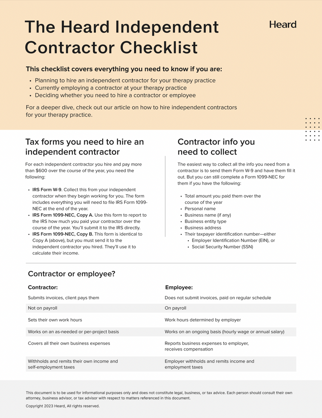 The Heard Independent Contractor Checklist | Heard