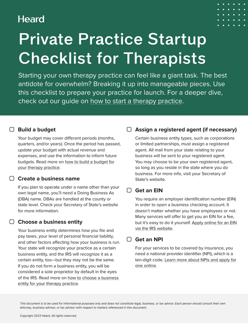 How to Start a Therapy Practice in California | Heard