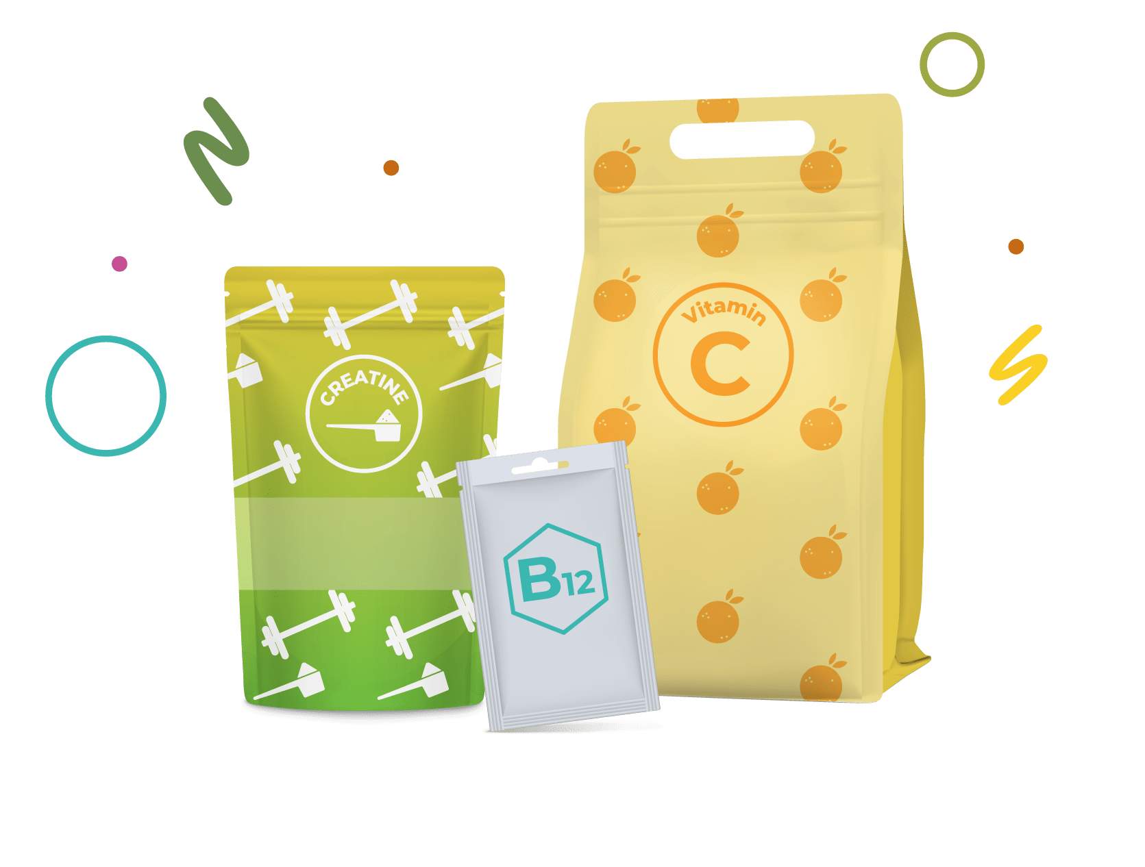 Custom Printed Pouch Packaging for Vitamins & Supplement Products