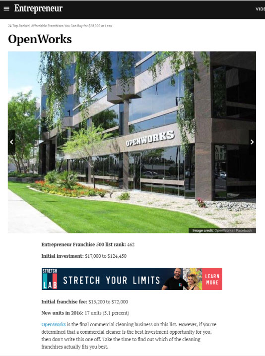 Entrepreneur Magazine Lists OpenWorks As A Top-Ranked Affordable ...