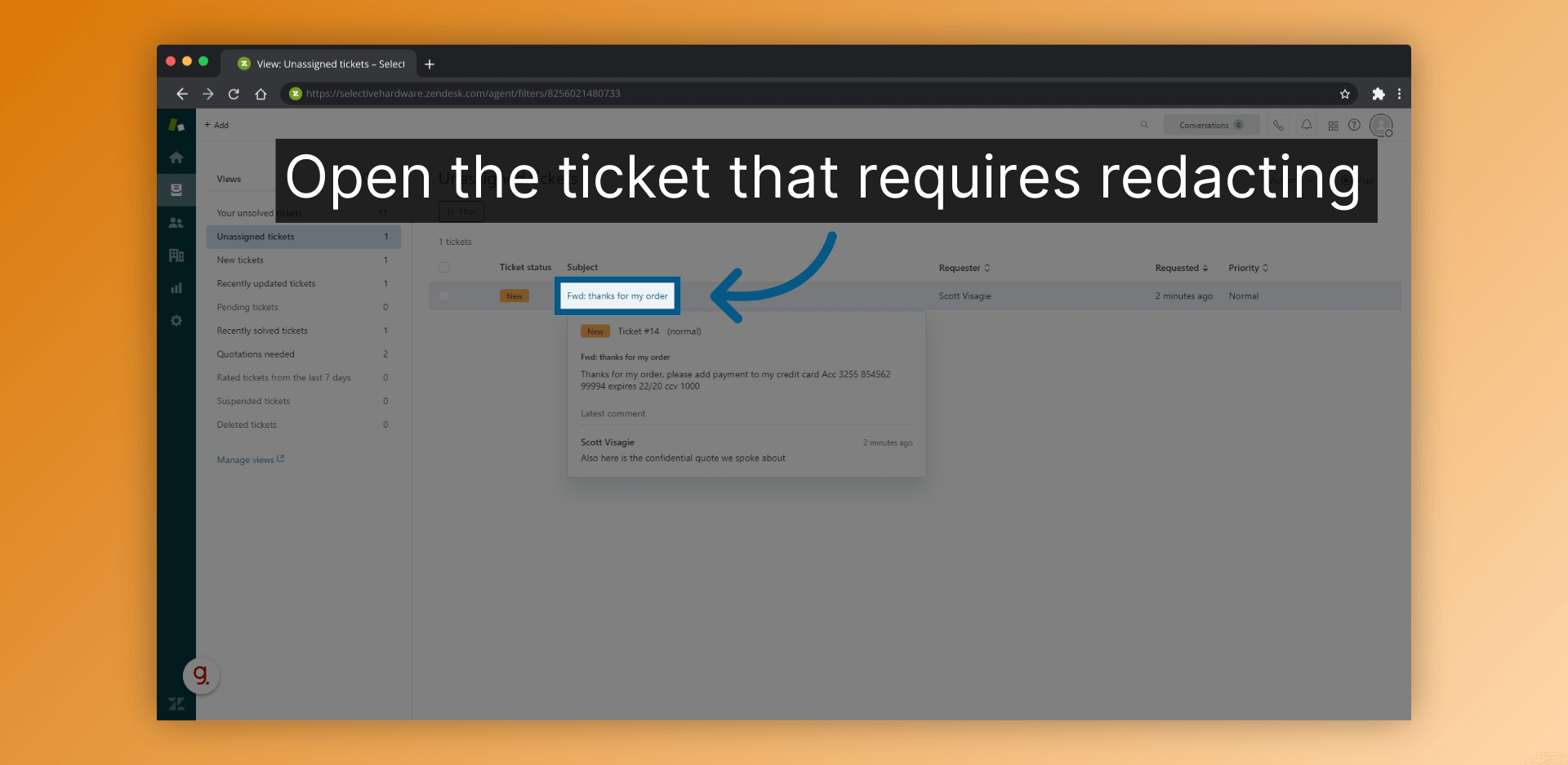 How to Redact a file and text in a ticket on Zendesk - Guidde | Gallery