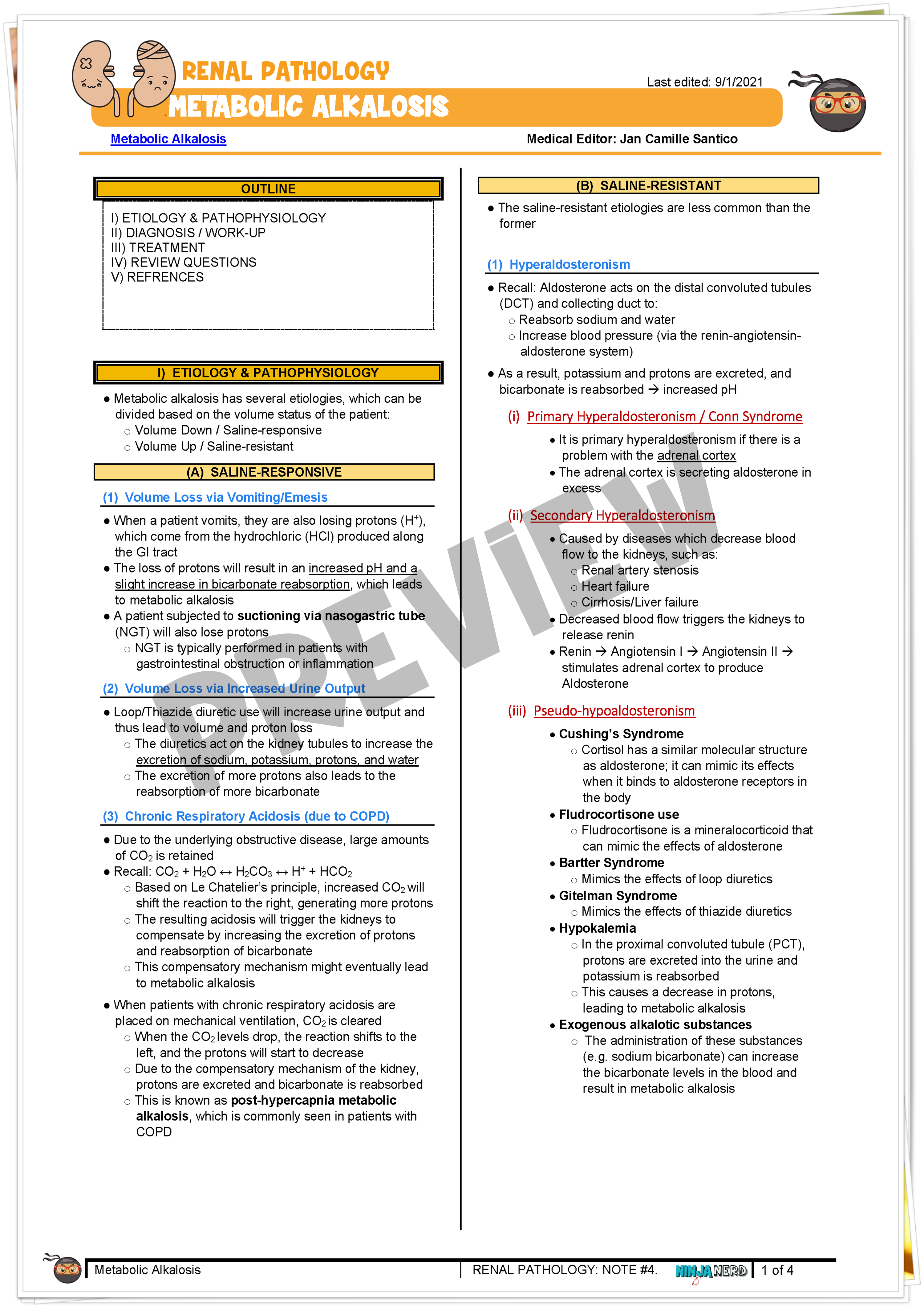 Metabolic Alkalosis - Notes - NinjaNerd Medicine