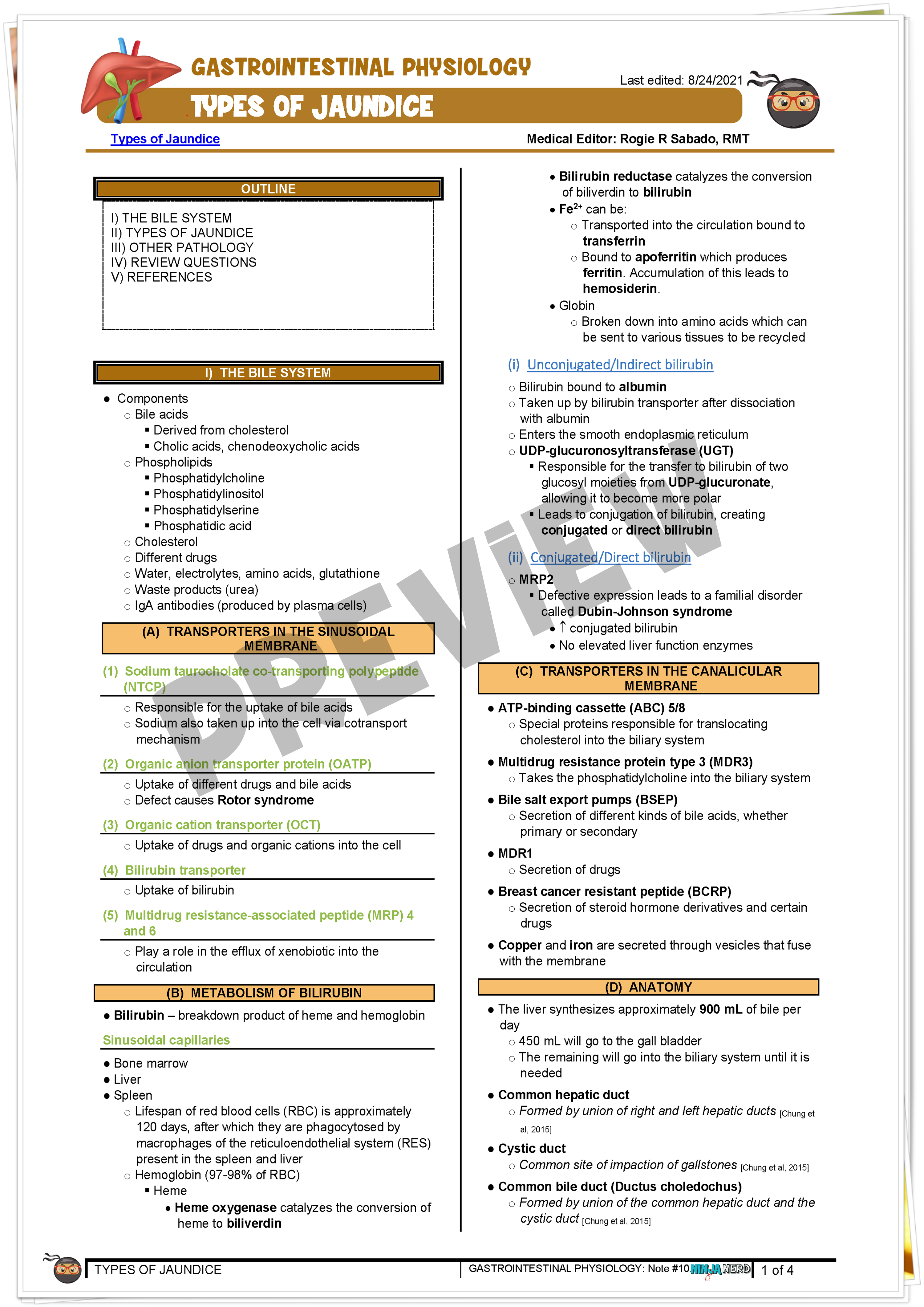 Types of Jaundice - Notes - NinjaNerd Medicine