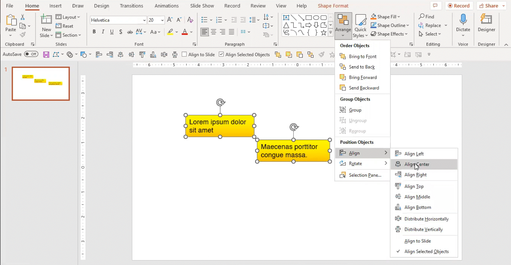 How to automatically align items in PowerPoint