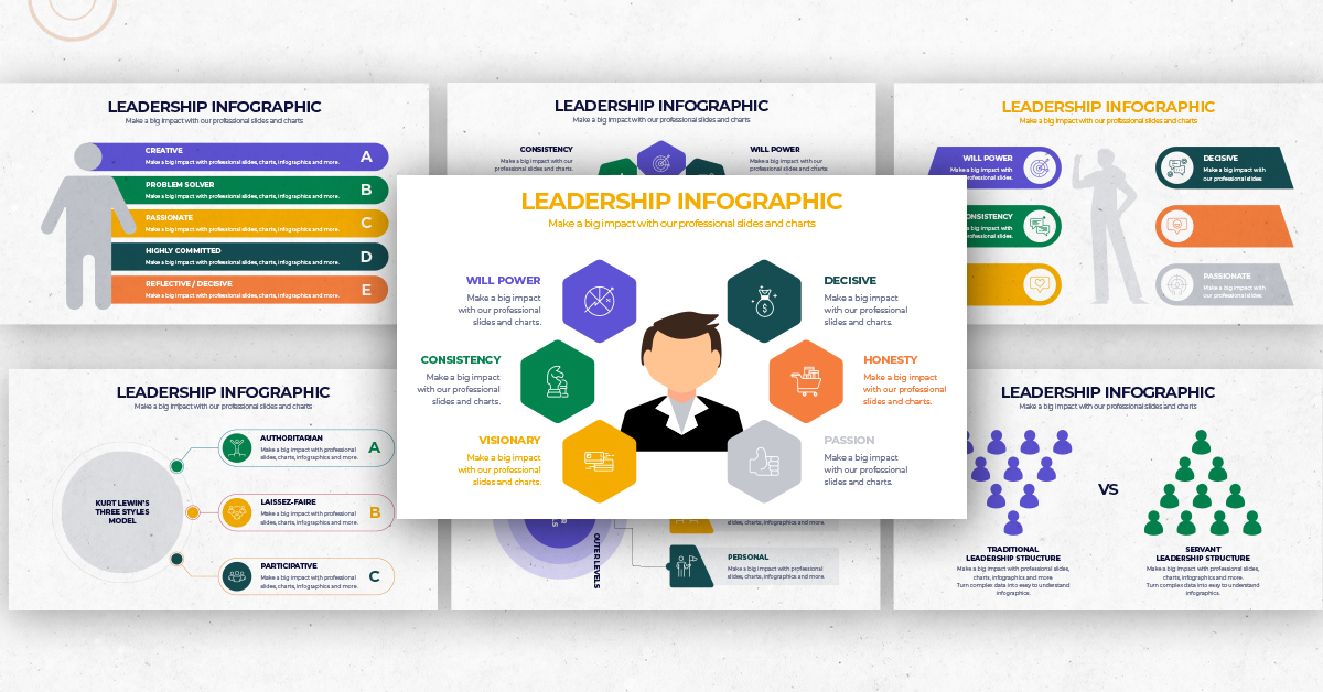 Colorful business presentation templates for Leveraging Leadership ...