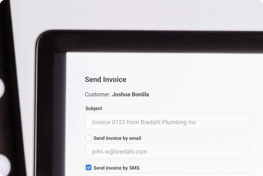 Send & receive invoices via email or SMS text