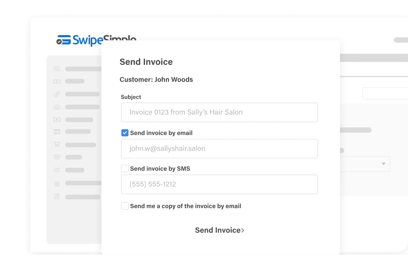 Send & receive invoices via email or SMS text