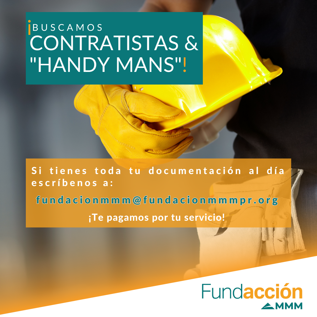 Fundacción MMM busca contratistas y “handy mans”