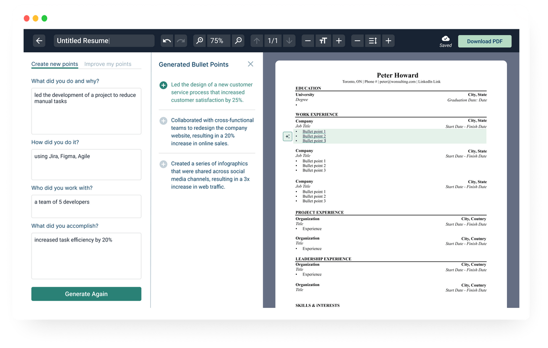 ResumAI by Wonsulting - The BEST AI Resume Builder & Bulletpoint Generator