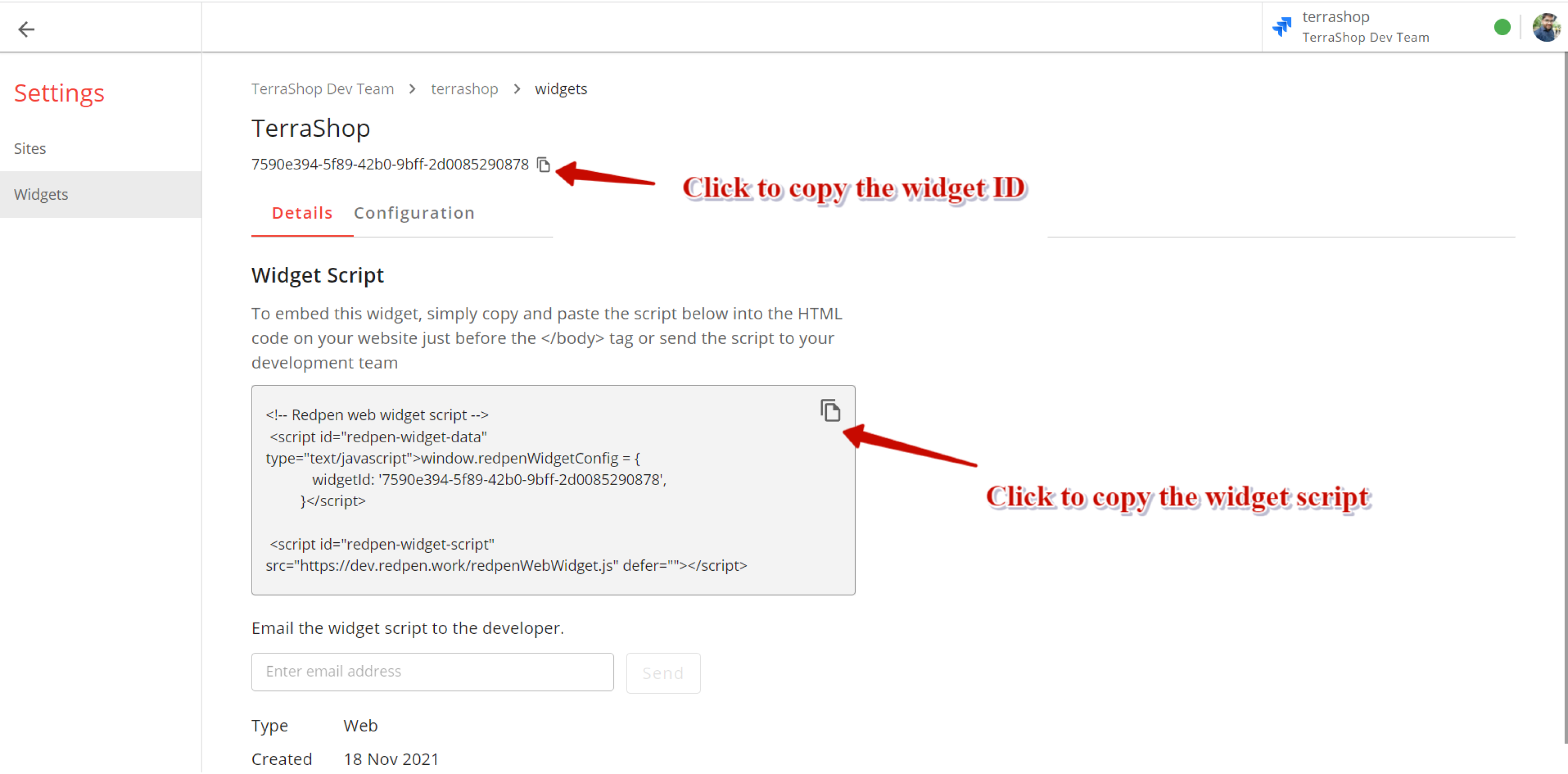Get the Redpen Widget Script | Redpen