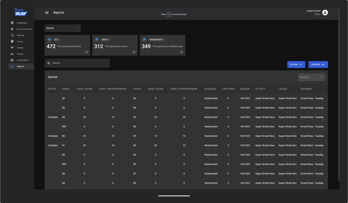 Fusion Play - League Management
