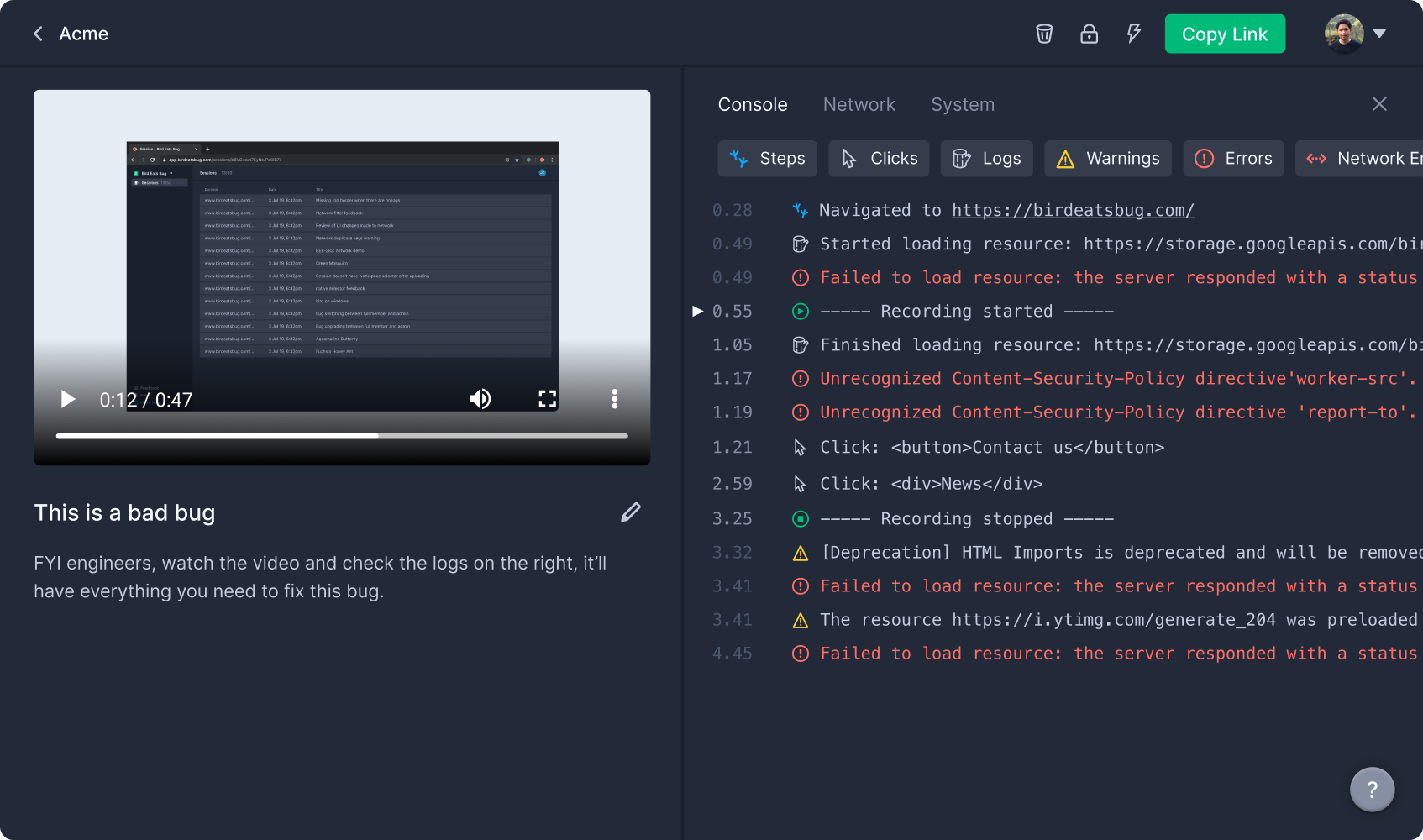 Report bugs faster and better | Bird Eats Bug