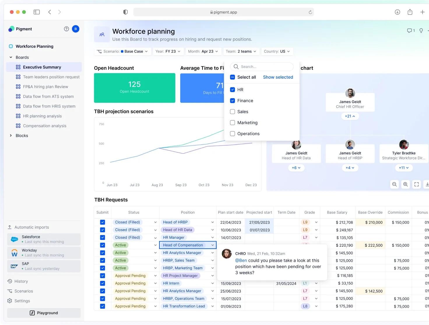 Headcount planning in Pigment