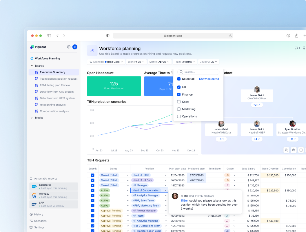 Headcount planning in Pigment