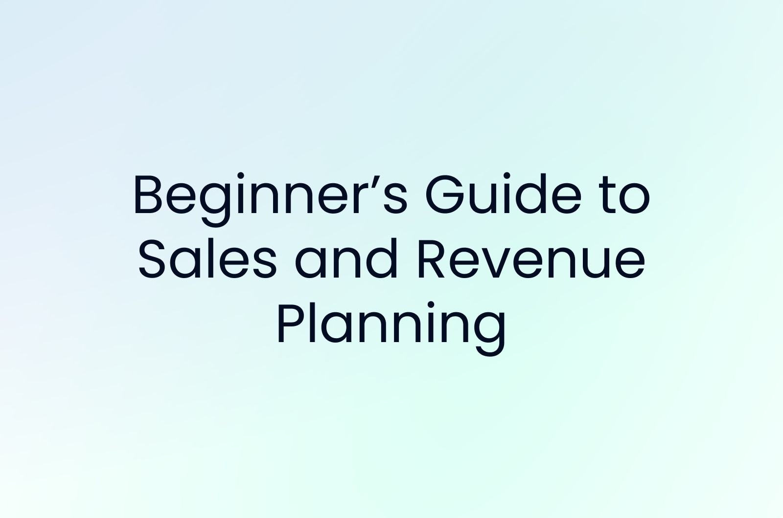 Beginner’s Guide to Sales and Revenue Planning