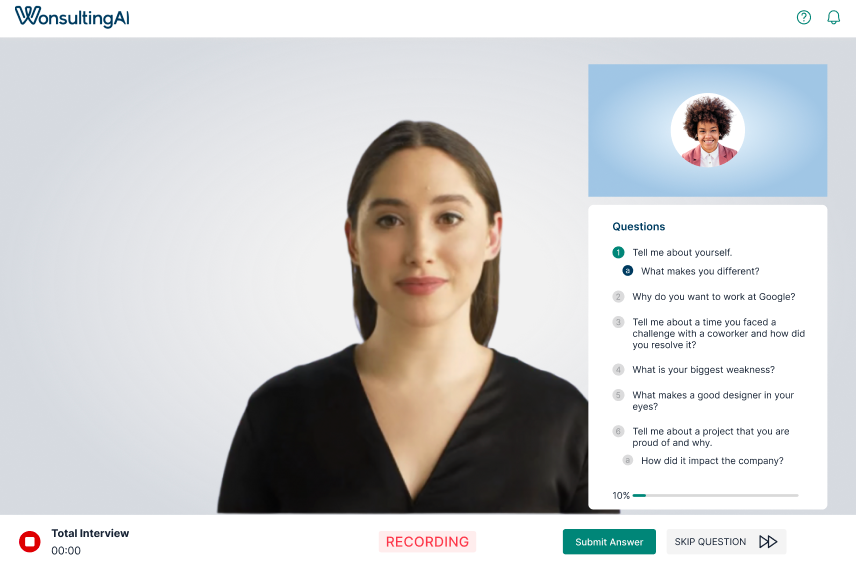 Wonsulting - The Best Online Interview Tool: Discover InterviewAI
