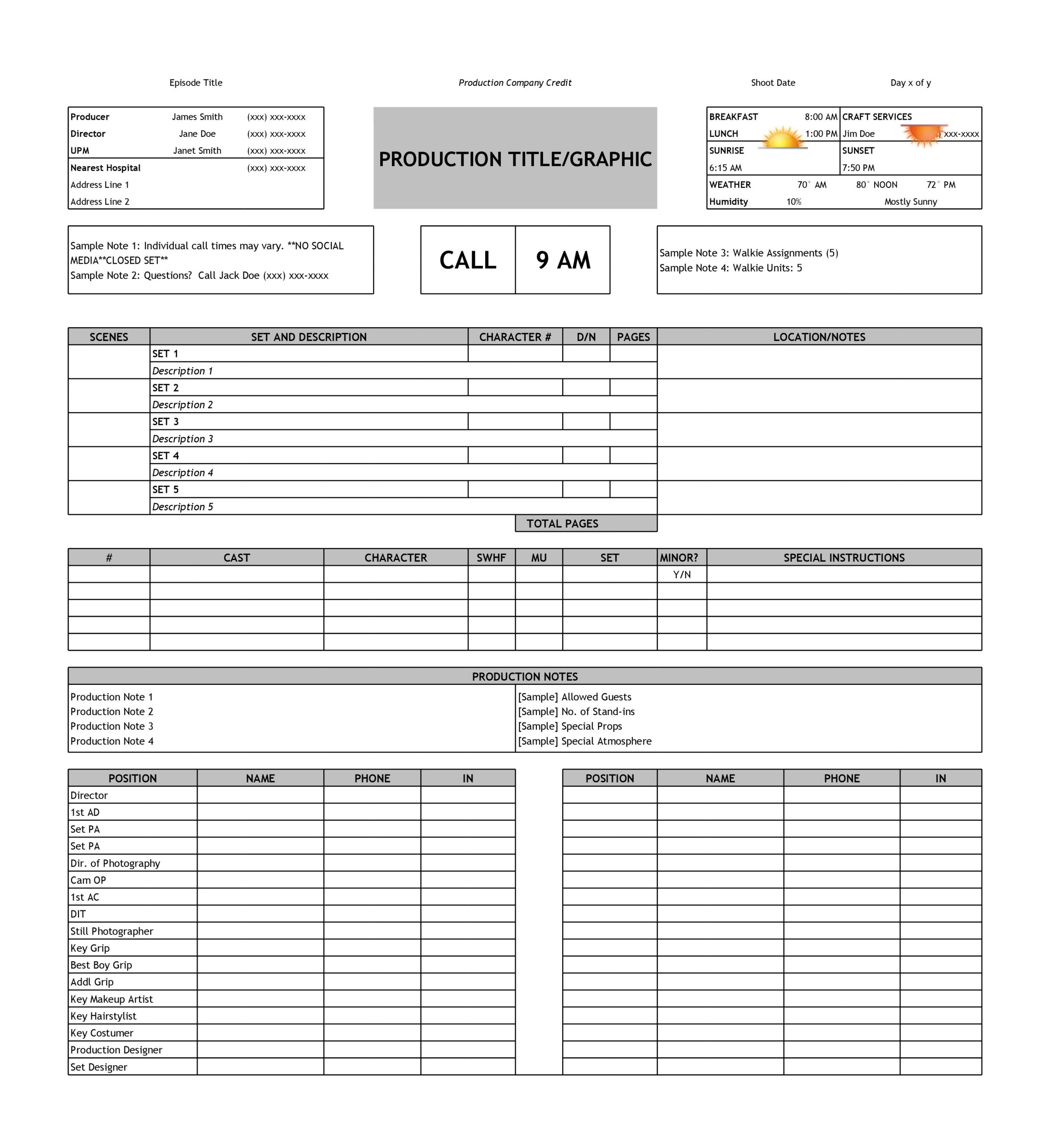 What Is A Call Sheet In Film Arc Studio Blog