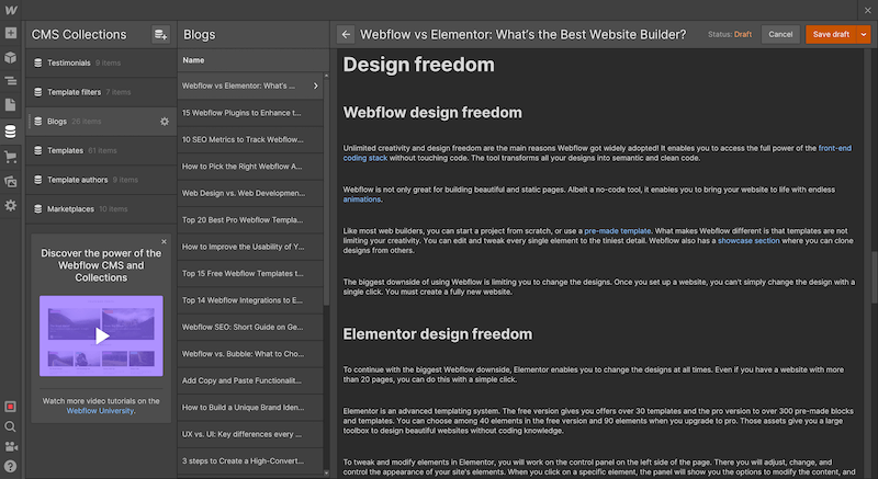 Webflow vs Elementor: What's the best website builder? | Flowout