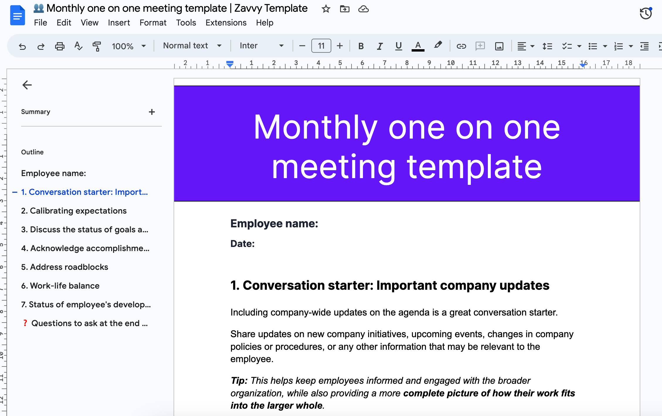 Free Download Monthly One On One Meeting Template Free Download Monthly One On One Meeting Template