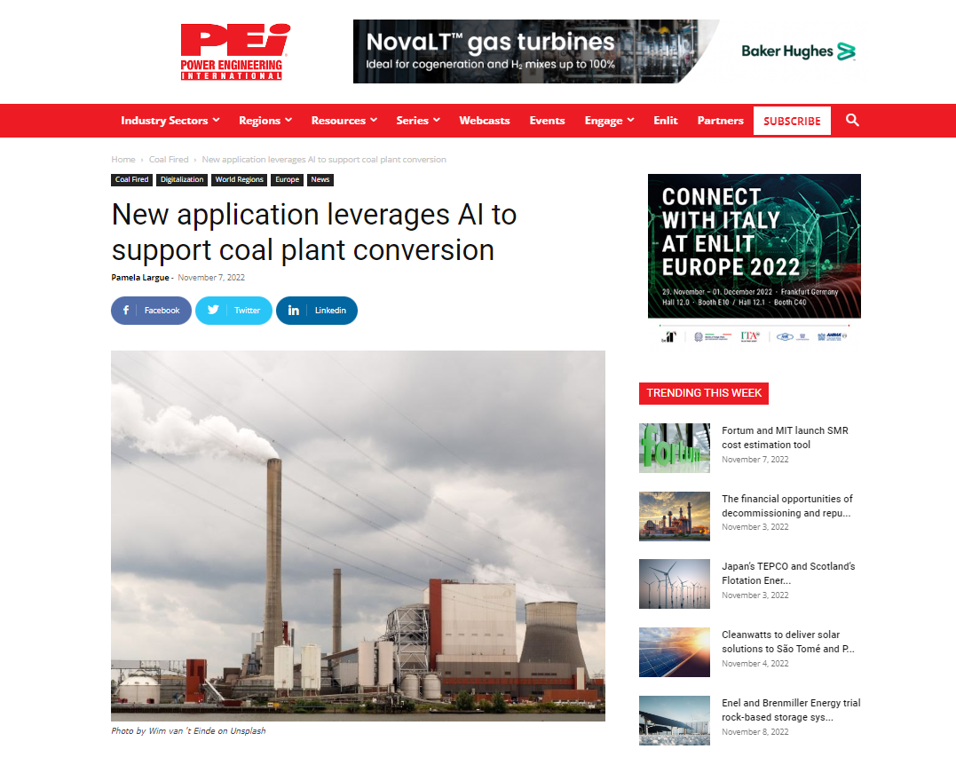 New application leverages AI to support coal plant conversion