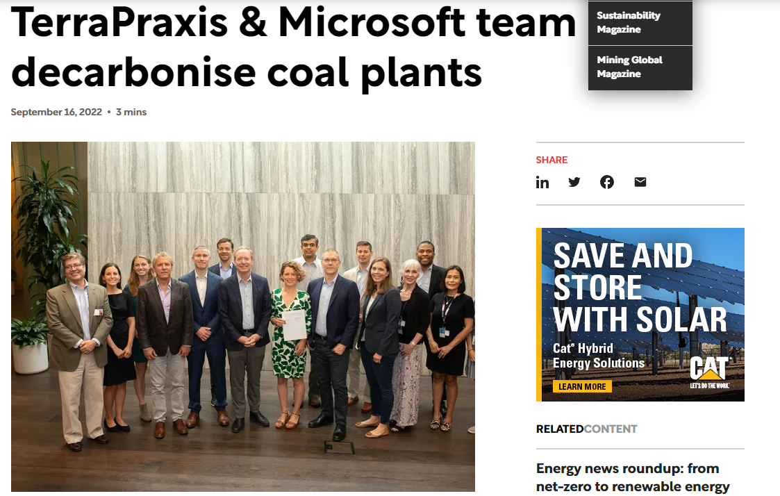 Terra Praxis & Microsoft team up to decarbonise coal plants