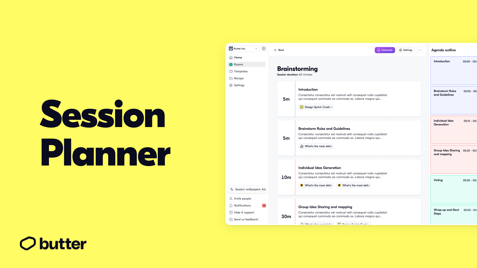 Butter Agenda Planner | Planning tool for virtual workshops