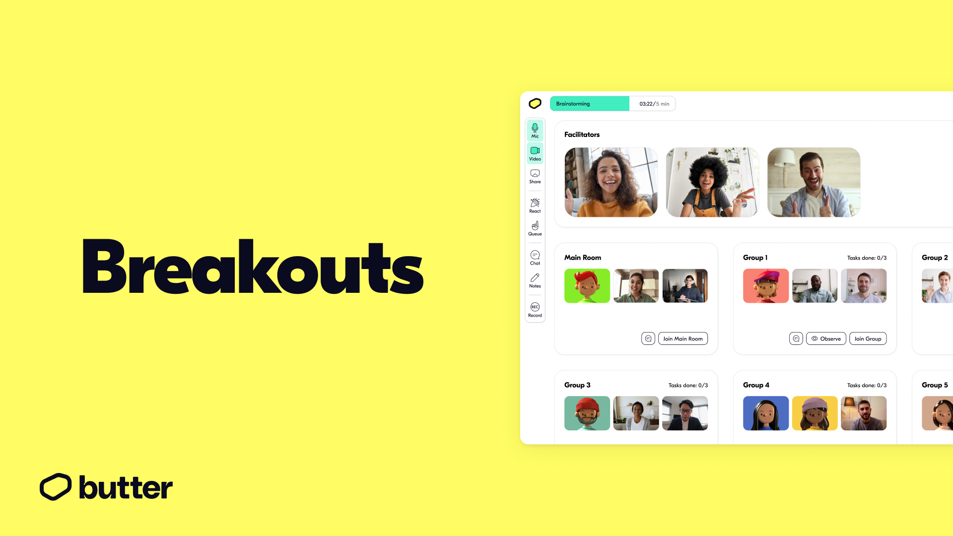 Butter Breakouts | Easy virtual breakout rooms & groups