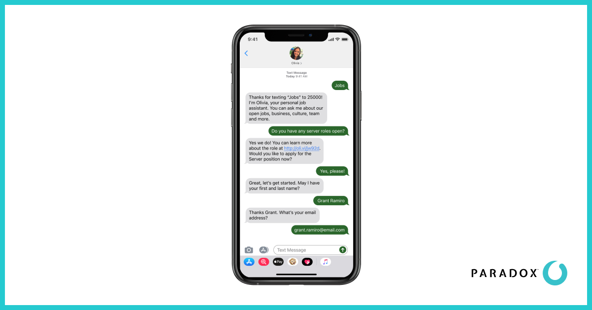 Text to Apply Application Screening Software | Paradox
