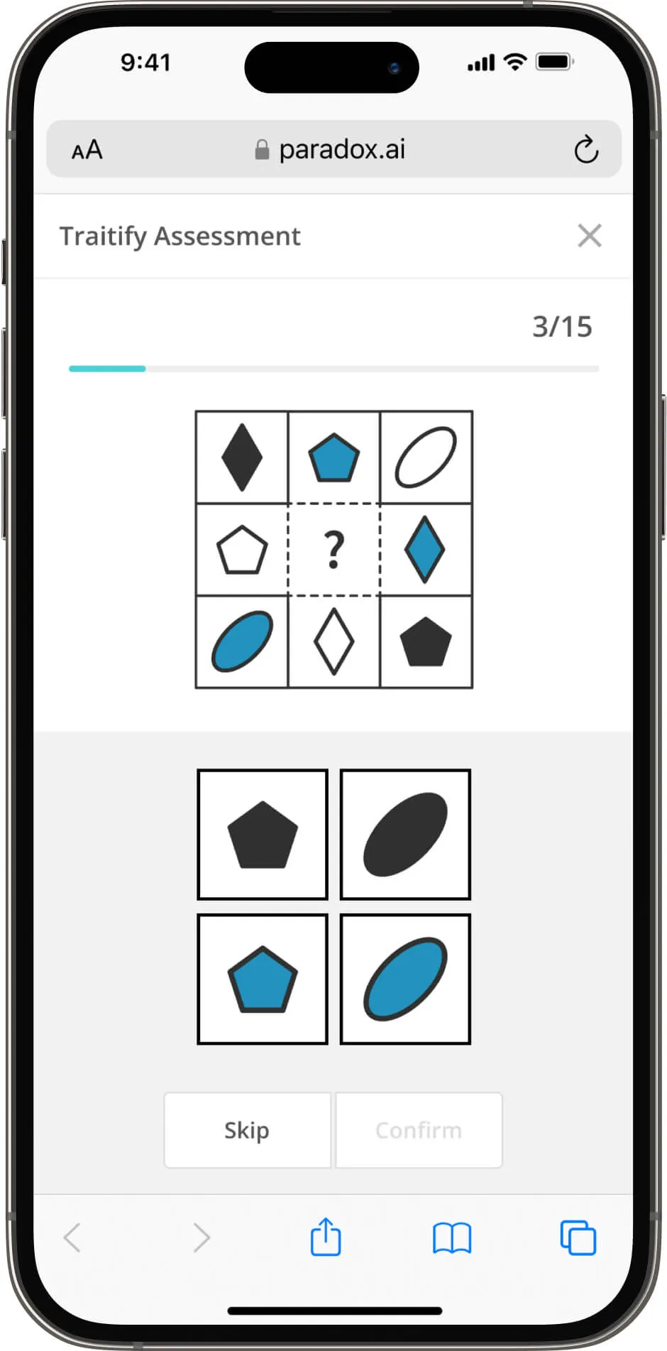Candidate personality assessment — Paradox