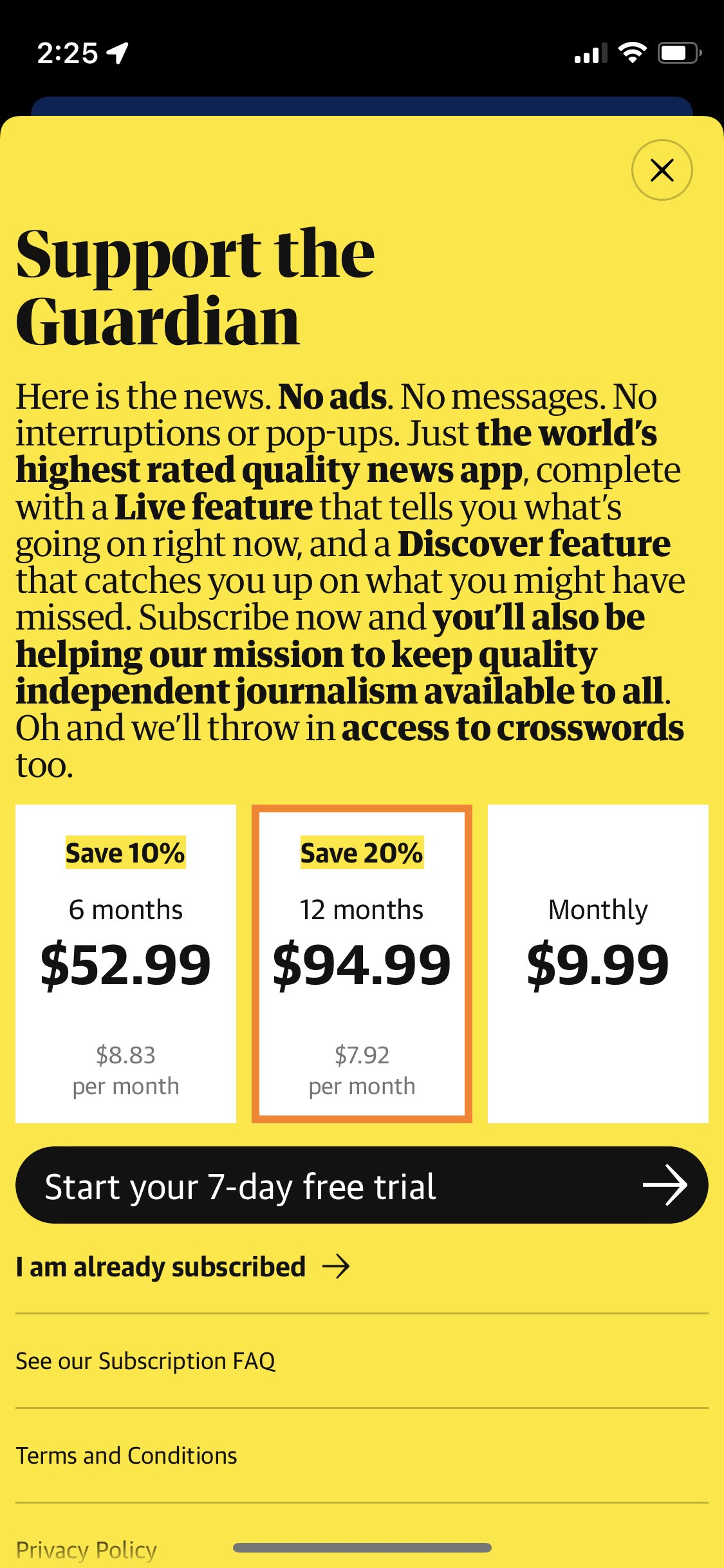 Best Mobile Paywall - The Guardian: Breaking News