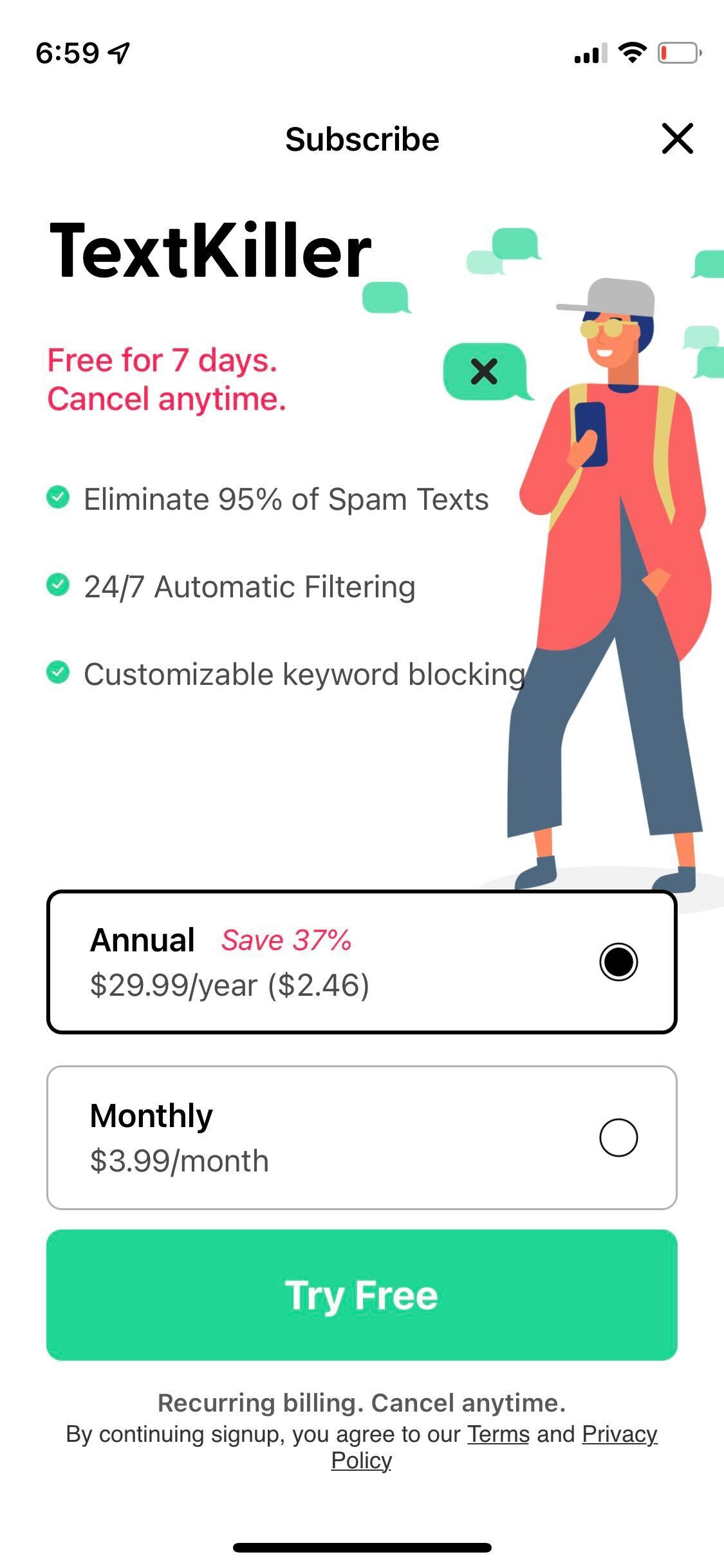 Best Mobile Paywall TextKiller Spam Text Blocker