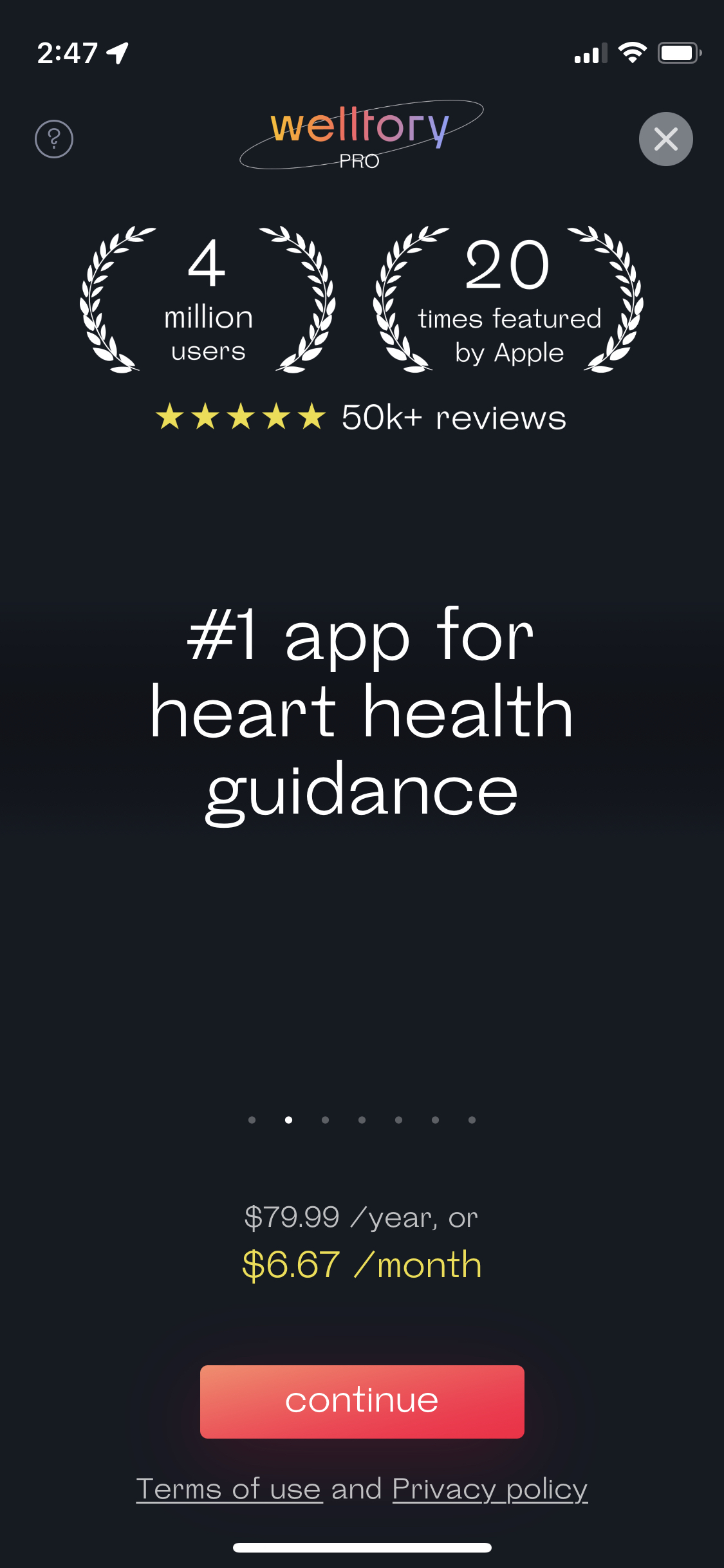Best Mobile Paywall - Welltory: Heart Rate Monitor