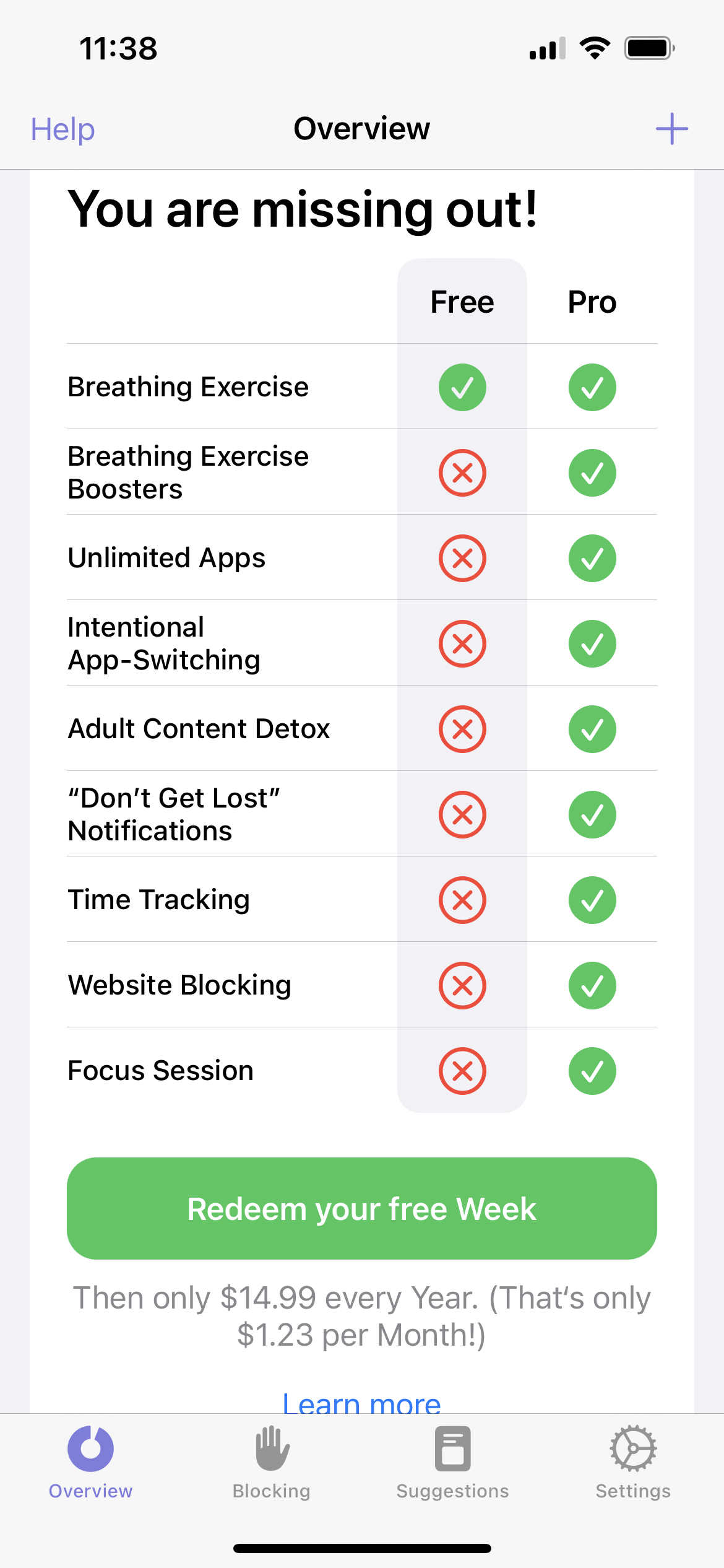 Best Mobile Paywall - one sec—delay distracting apps