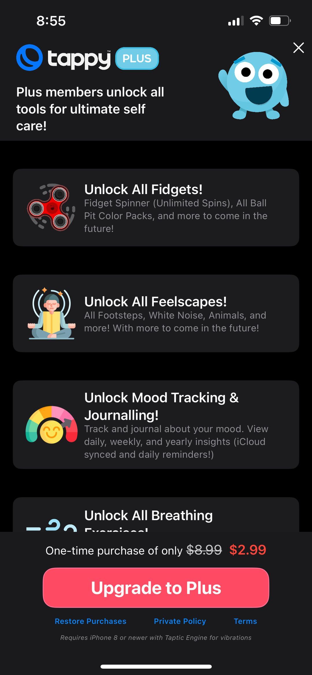 Best Mobile Paywall - Tappy: Self Care Fidgeter
