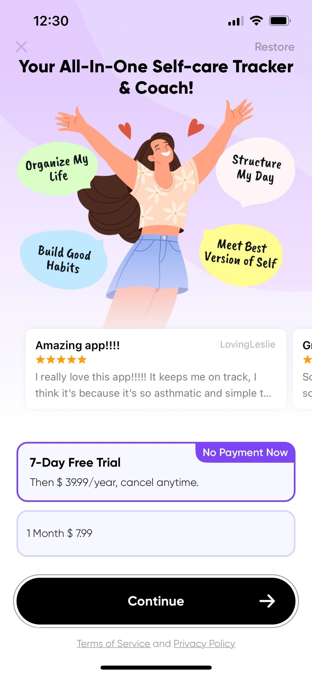 Best Mobile Paywall - Me+ Daily Routine Planner